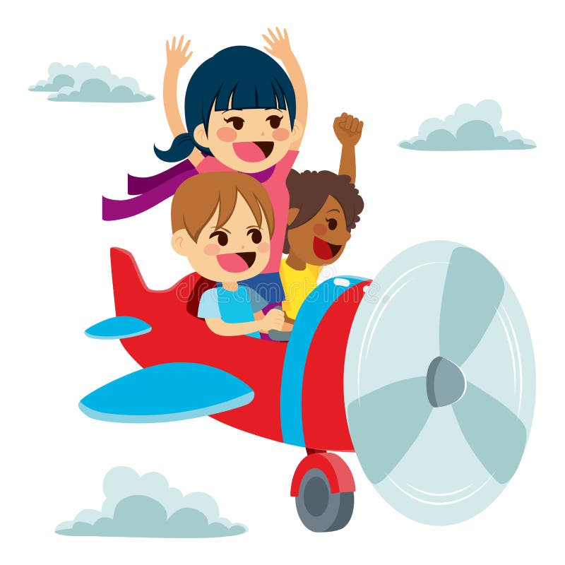 Children Imagination Plane Fun Stock Vector - Illustration of diversity ...