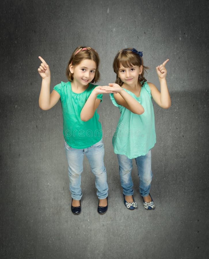 Children Indicated with Finger Stock Image - Image of presenting, gray ...