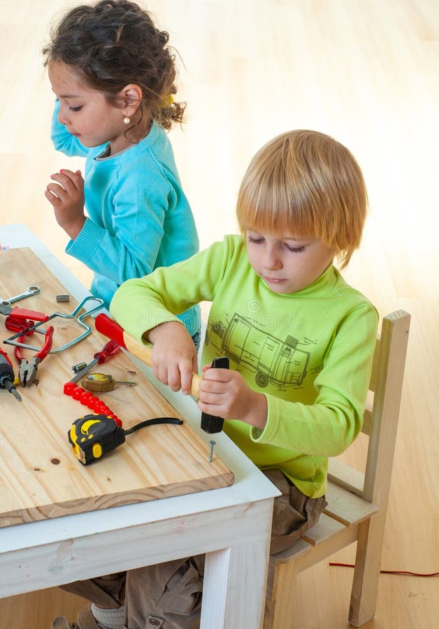 Children in Kindergarten at the Lesson of Labor Stock Image - Image of ...
