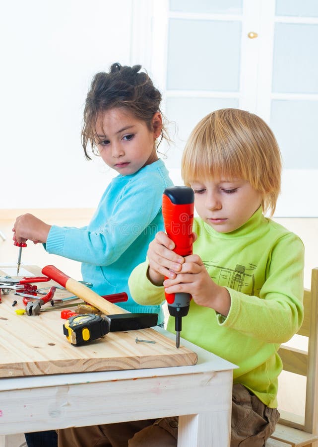 Children in Kindergarten at the Lesson of Labor Stock Photo - Image of ...
