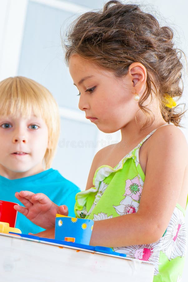 Children in Kindergarten at the Lesson of Labor Stock Photo - Image of ...