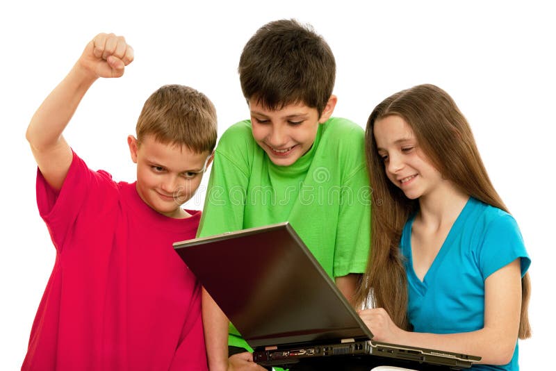Children with laptop stock photo. Image of adore, happiness - 14191686