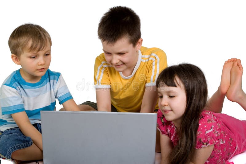 Children Study with a Laptop Stock Photo - Image of cheer, girls: 1789730