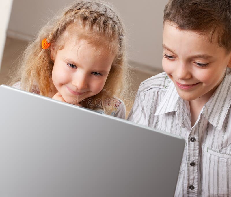 Children with laptop stock image. Image of years, laptop - 23401971