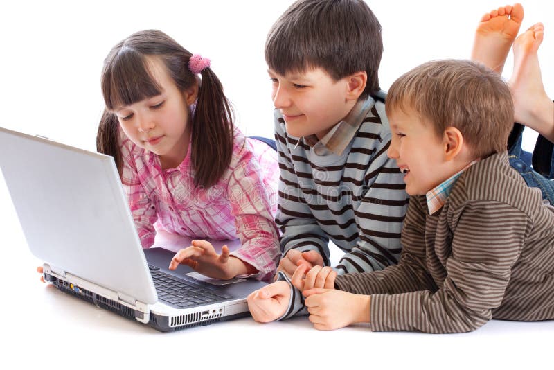 Children Study with a Laptop Stock Photo - Image of cheer, girls: 1789730