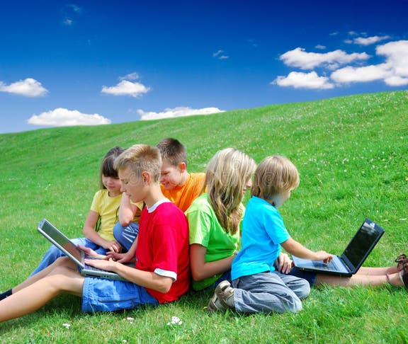 Children with laptops stock image. Image of colorful, computers - 3013111