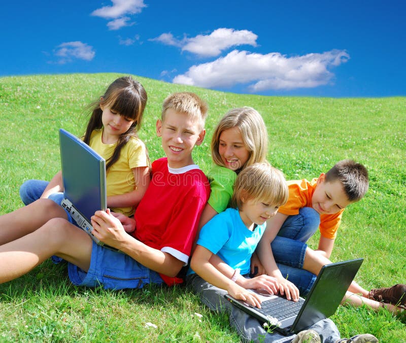 Children Study with a Laptop Stock Photo - Image of cheer, girls: 1789730