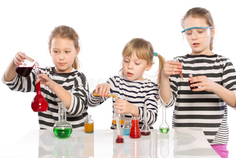 Children Learn Chemistry, Work in the Chemical Laboratory Stock Image ...