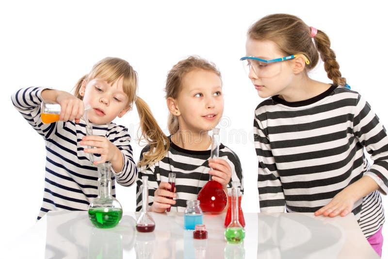 Children Learn Chemistry, Work in the Chemical Laboratory Stock Image ...