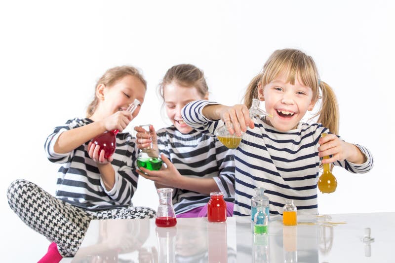 Children Learn Chemistry, Work in the Chemical Laboratory Stock Image ...