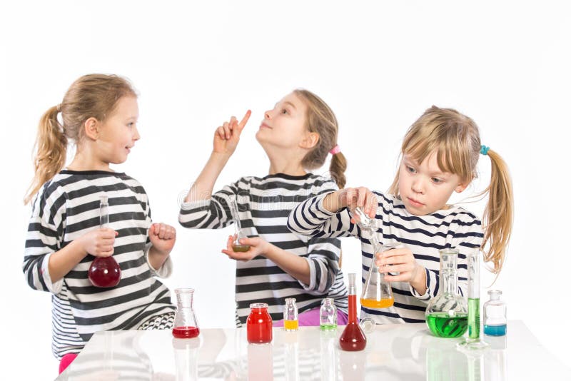 Children Learn Chemistry, Work in the Chemical Laboratory Stock Image ...