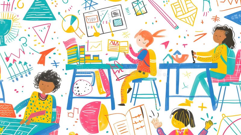 Children Learn and Collaborate, Engaging in Creative Activities ...