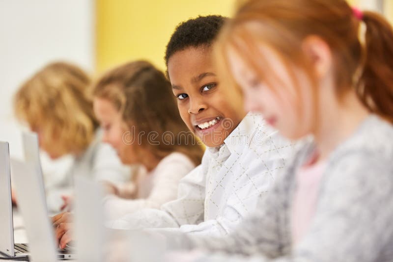 Children Learn in Computer Lessons Online Stock Photo - Image of class ...