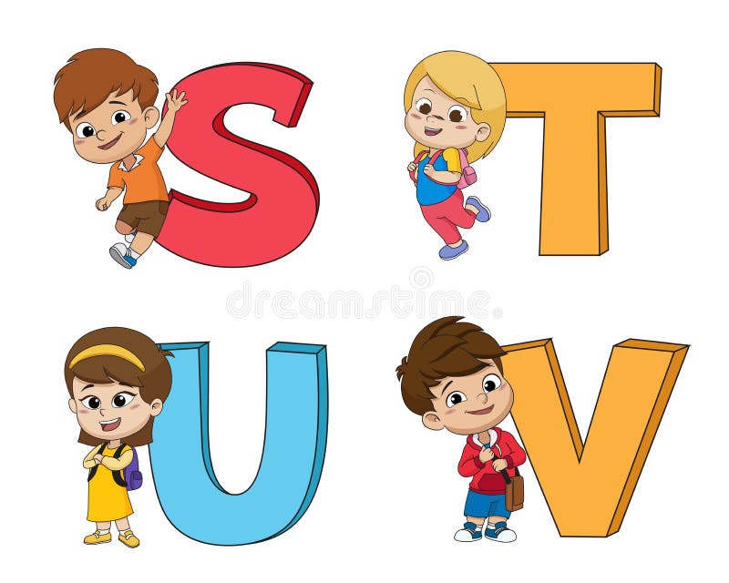 Children Learn the English Alphabet.Vector and Illustration Stock ...