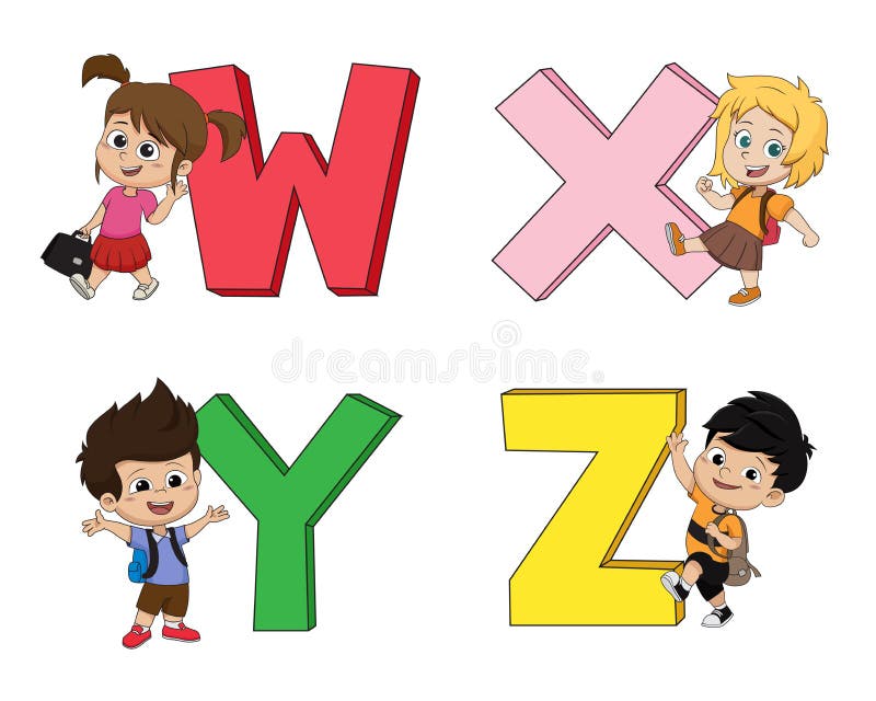 Children Learn the English Alphabet.Vector and Illustration Stock ...