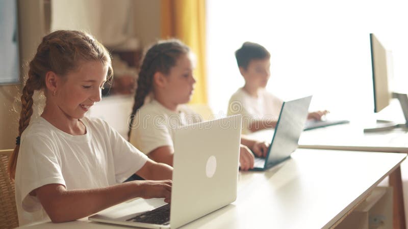 Children Learn from Home through Computers. Business Concept of Modern ...