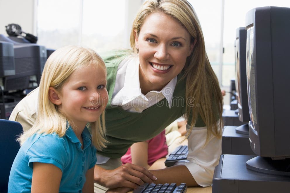 Children Learn How To Use Computers Stock Image - Image of smiling ...