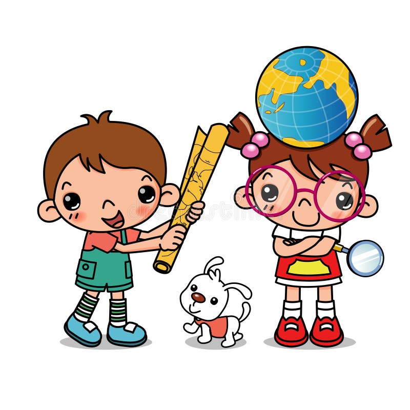 Children learn map stock vector. Illustration of characters - 73070772