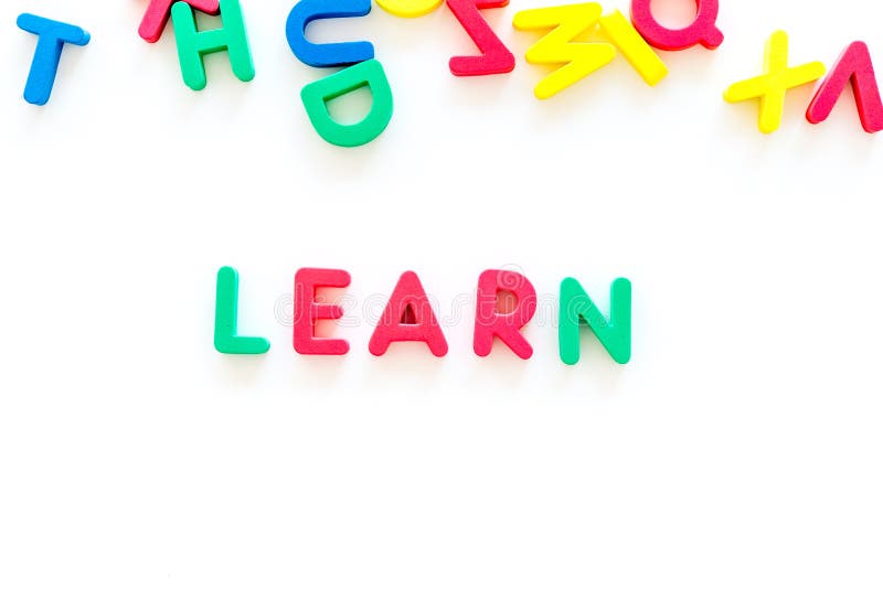 Children Learn Read Concept. Word Learn Written by Plastic Letters on ...