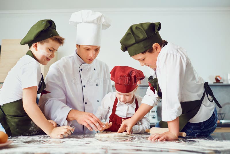 Children Learn To Cook in the Classroom in the Kitchen Stock Photo ...