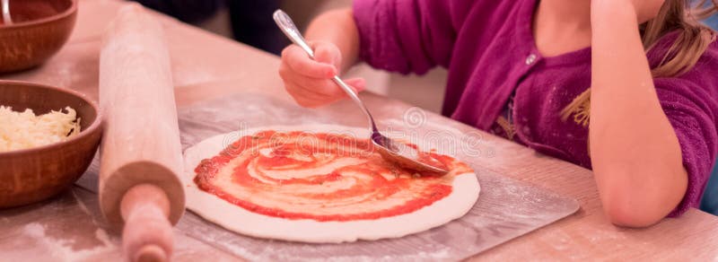Children Learn To Cook Pizza Stock Photo - Image of children, tasty ...