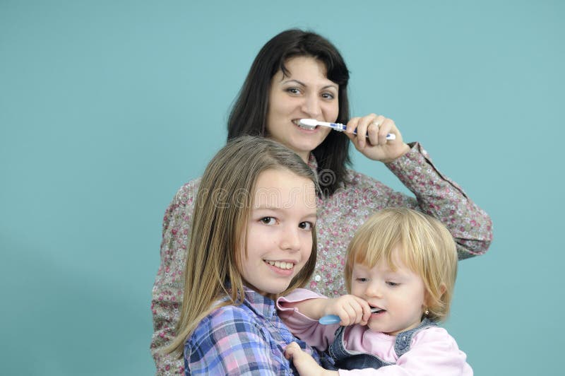 Children Learning Brushing Teeth Stock Image - Image of mouth, children ...