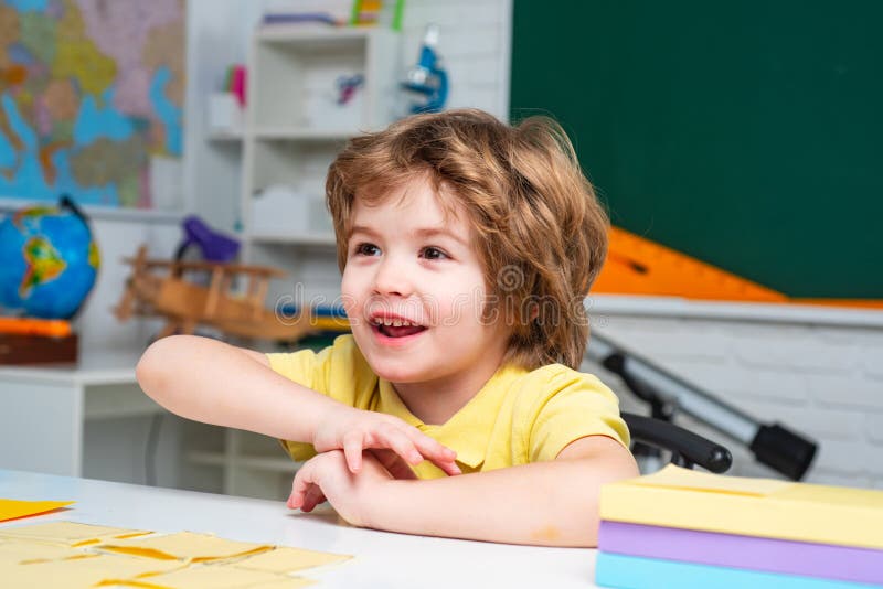Children Learning. Child Tutoring. Home Study. Portrait of Pupil in ...