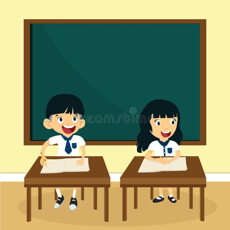 Children learning in class stock vector. Illustration of green - 95541925