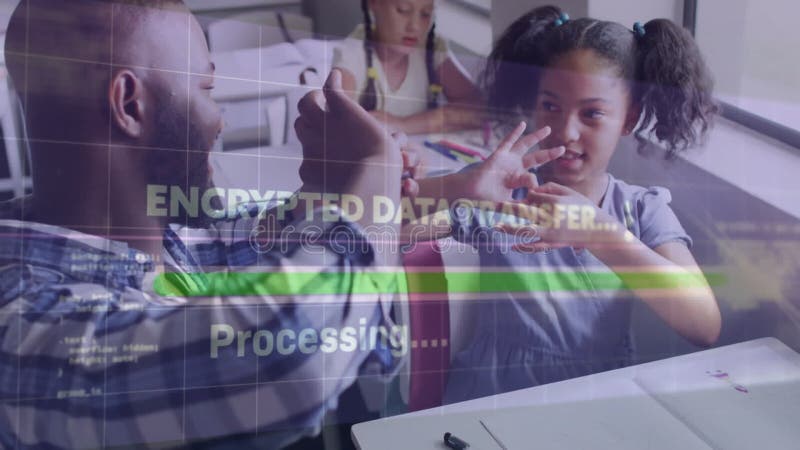 Children Learning in Classroom with Encrypted Data Transfer Animation ...
