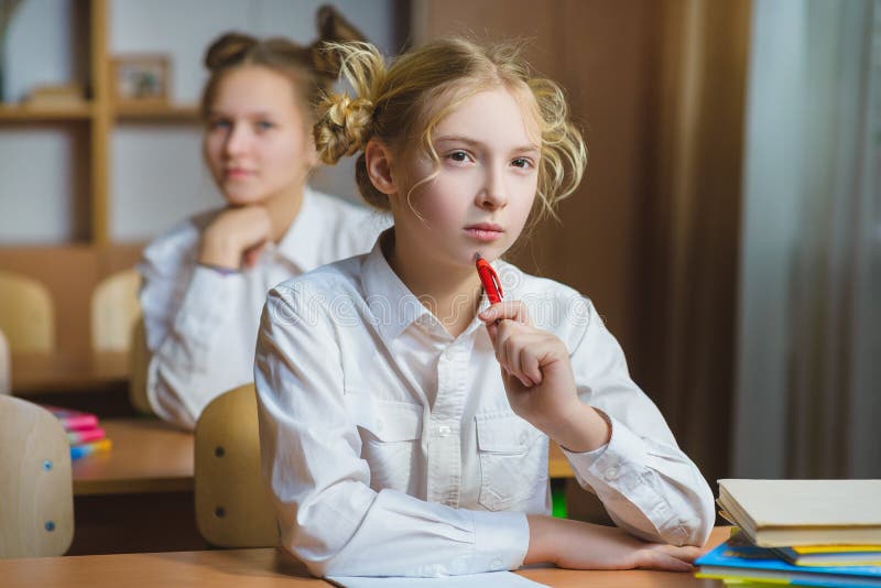 Children Learning and Doing Homework in School Classroom Stock Image ...