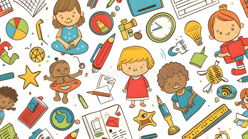 Children Learning, Exploring Educational Tools and Activities with ...