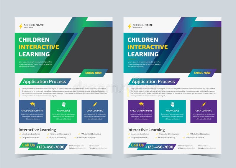 Children Learning Flyer. School Admission Ad. Back To School Promotion ...