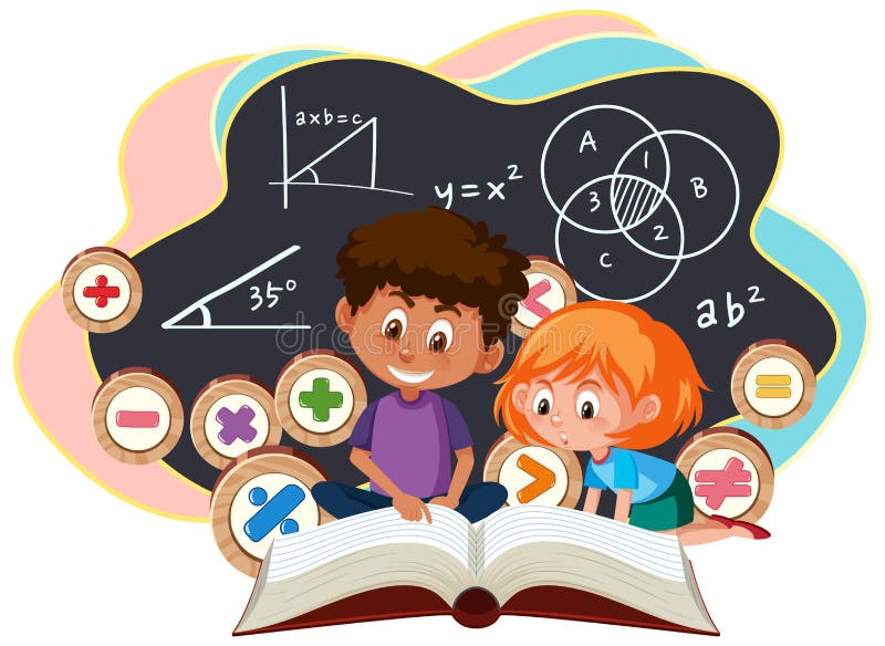 Children Learning Math with Math Symbol and Icon Stock Vector ...