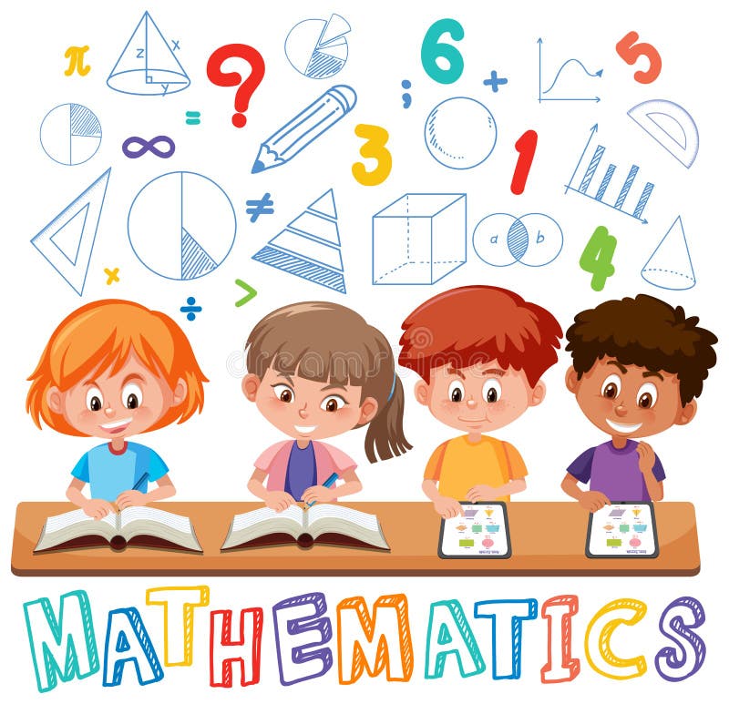 Children Learning Math with Math Symbol and Icon Stock Vector ...