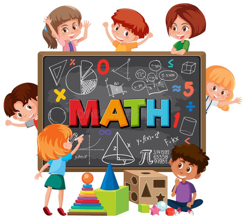 Children Learning Math with Tools on Book Isolated Stock Vector ...