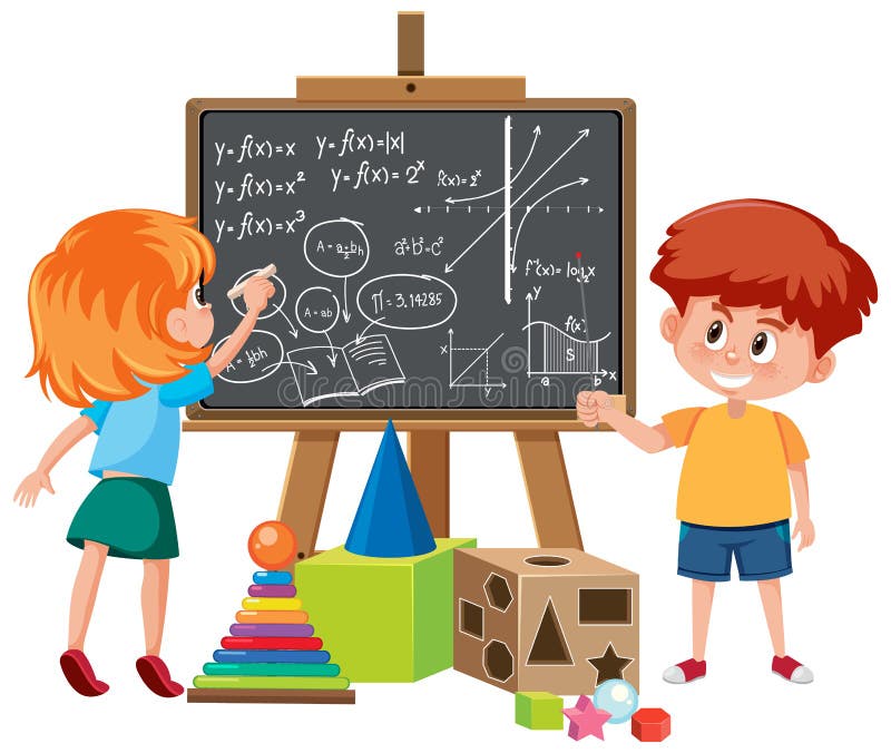 Children Learning Math with Math Symbol and Icon Stock Vector ...