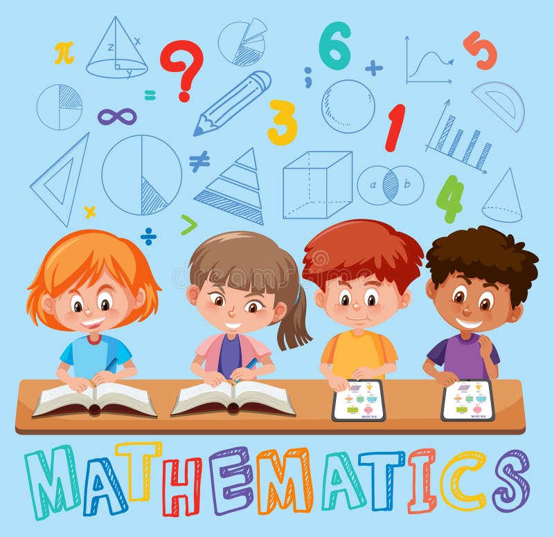 Children Learning Math with Math Symbol and Icon Stock Vector ...
