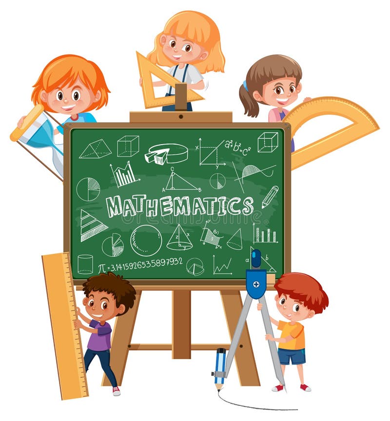 Children Learning Math with Math Symbol and Icon Stock Vector ...