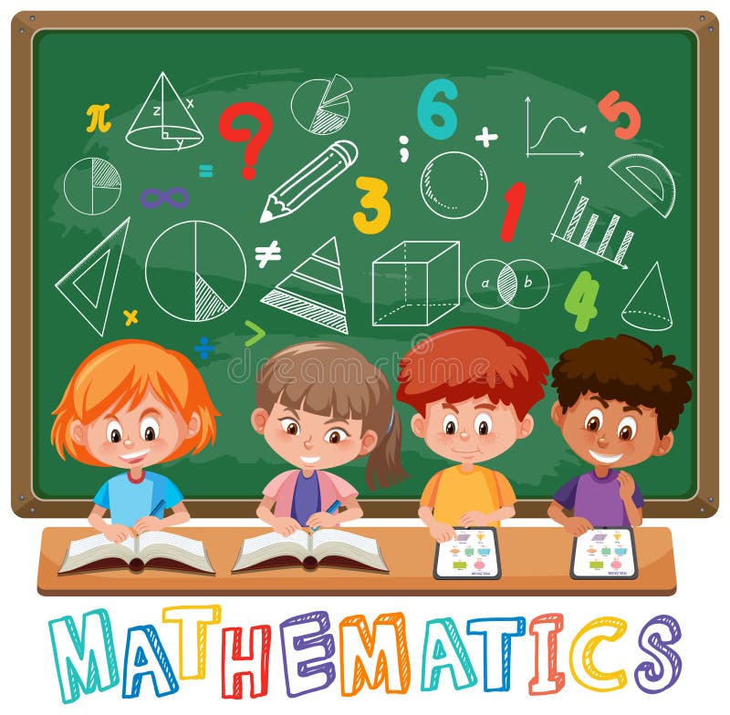 Children Learning Math with Math Symbol and Icon Stock Vector ...