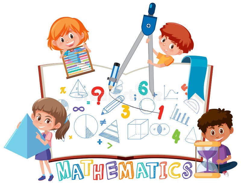 Children Learning Math with Tools on Book Isolated Stock Vector ...