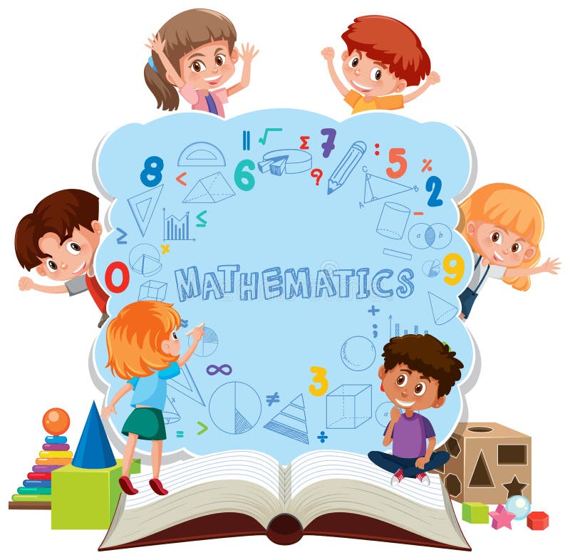 Children Learning Math with Tools on Book Isolated Stock Vector ...