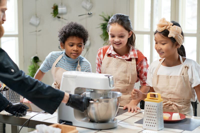 Children Learning To Cook with the Chef Stock Photo - Image of ...