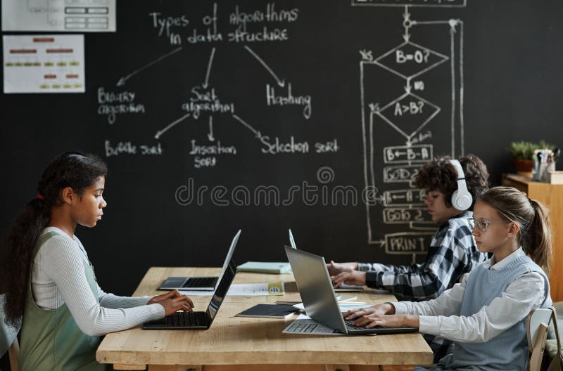 Children Learning To Work with Computer Program Stock Photo - Image of ...