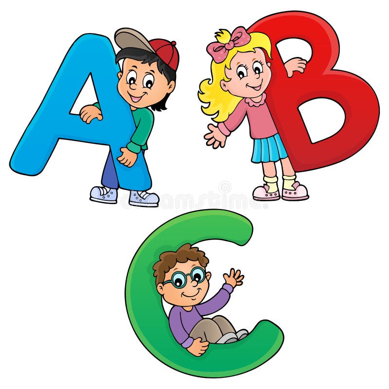 Children with Letters ABC Theme 2 Stock Vector - Illustration of happy ...