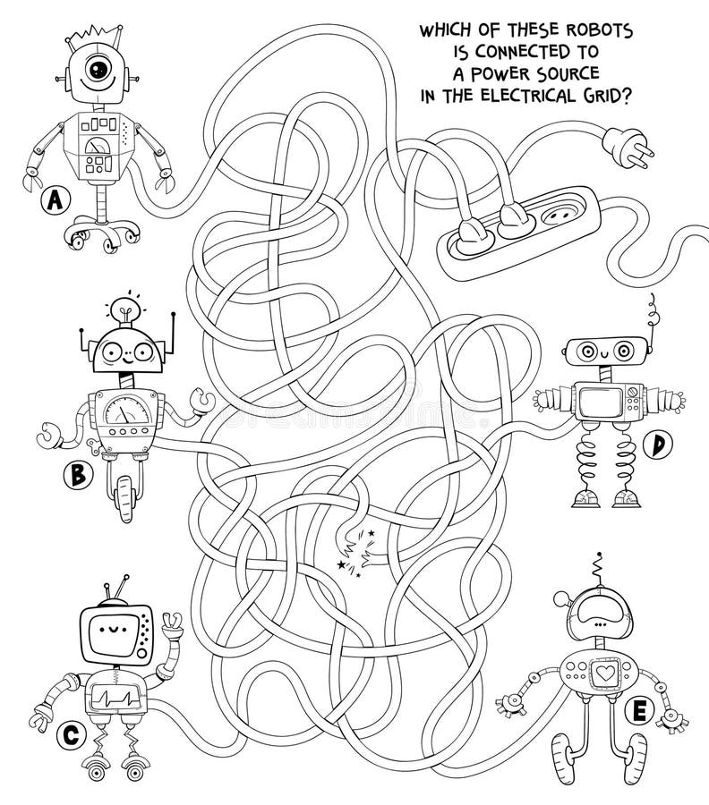 Children Logic Game To Pass the Maze. Black and White. Coloring Book ...