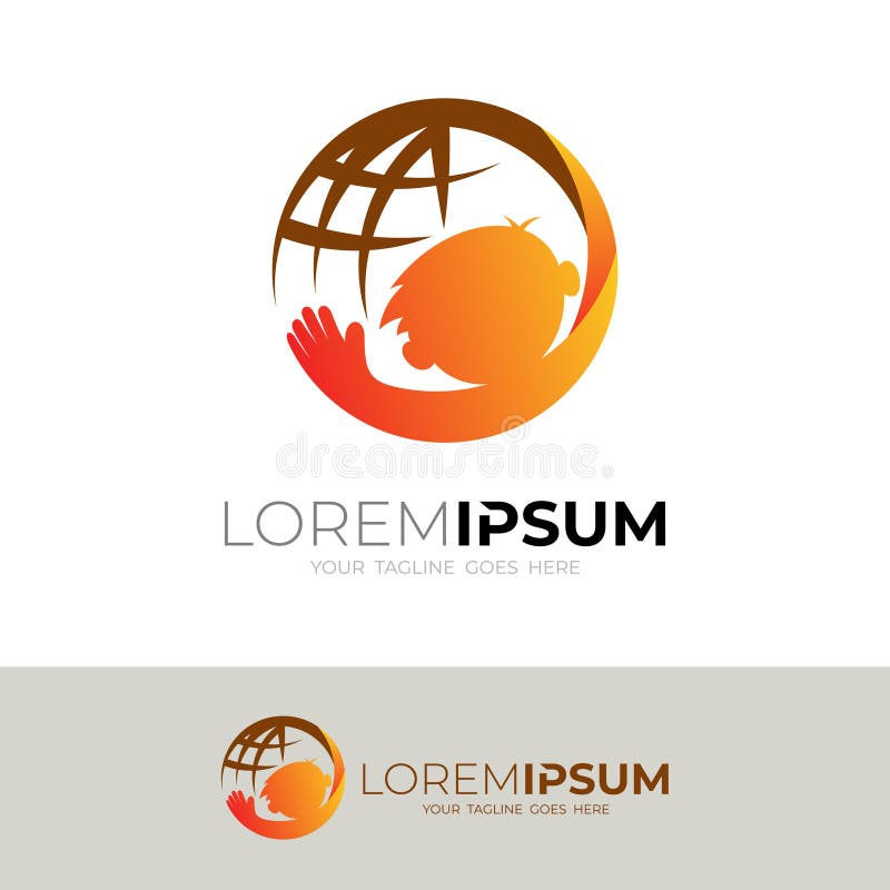 Children Logo and Globe Design Combination, Earth Icons Stock Vector ...