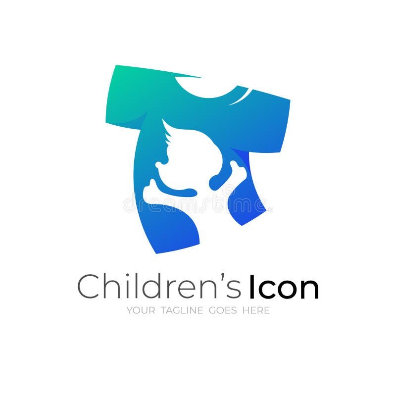 Children Logo and Happy Design Template, Blue Icon Stock Vector ...