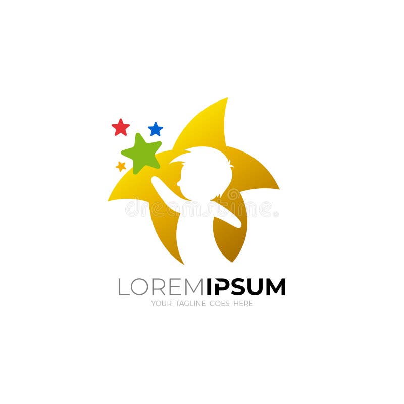 Children Logo and Star Design Vector, Logo Reaching for the Stars Stock ...