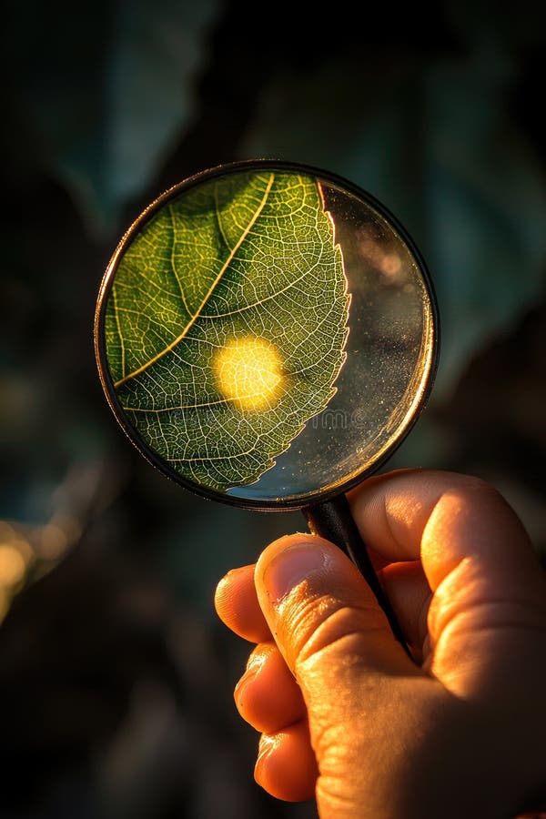 Children Looking through a Magnifying Glass in Nature. Selective Focus ...
