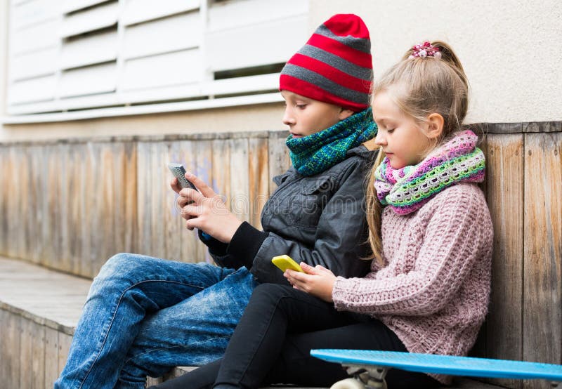 Children Looking at Smartphones Stock Image - Image of freetime ...